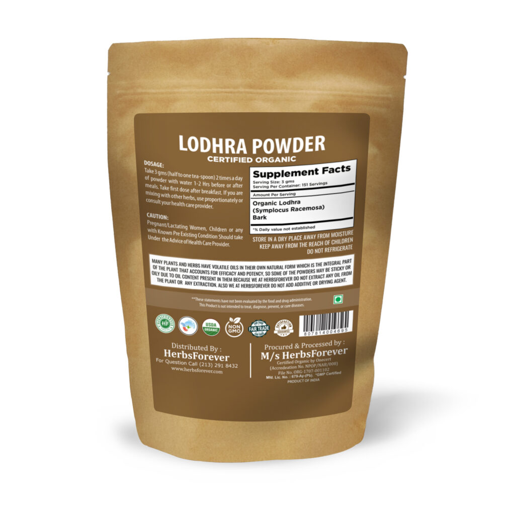Organic Lodhra Powder-Symplocos Racemosa Roxb-Non GMO-Organic- Vegan ...