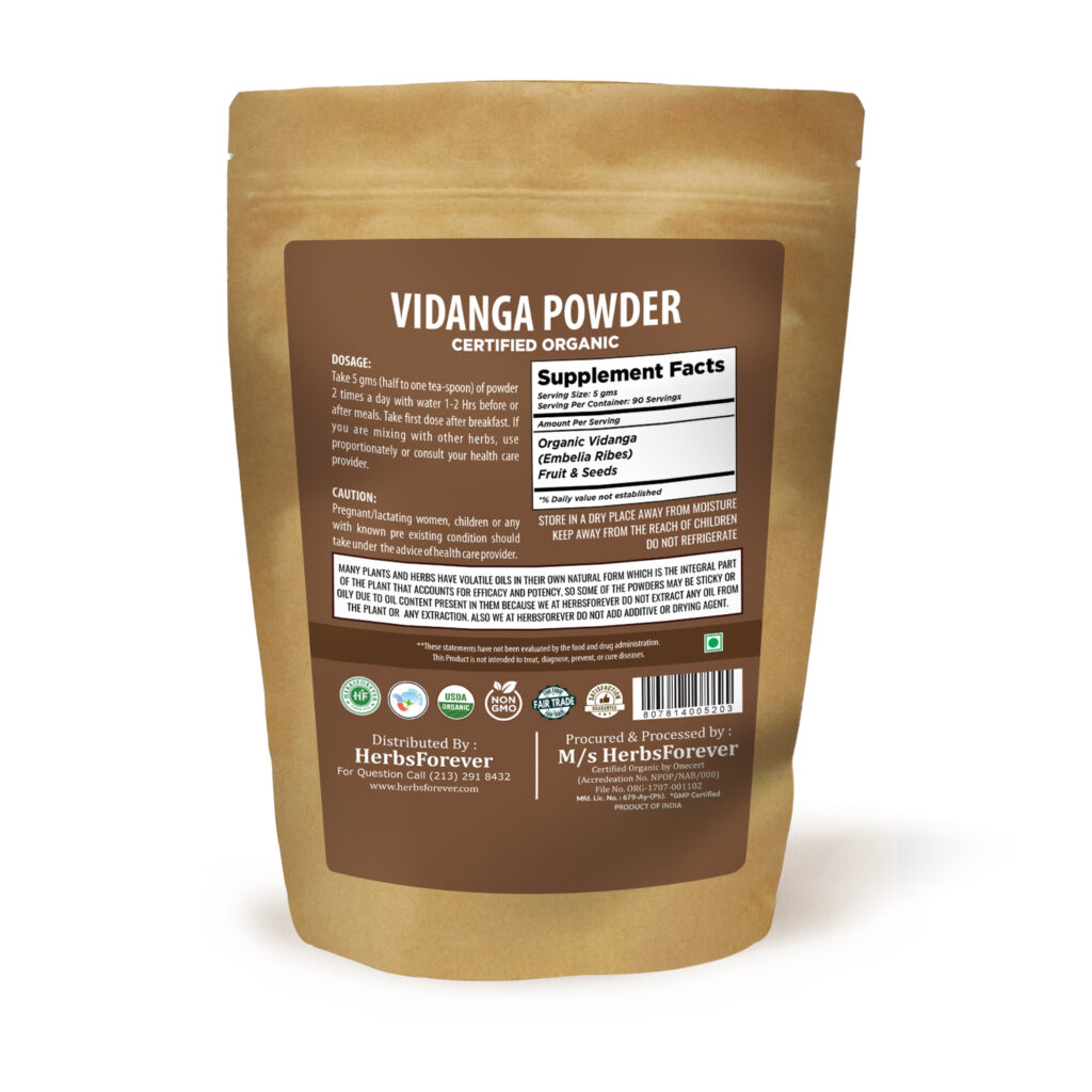 Organic Vidanga Powder - Ayurvedic Skin Care - HerbsForever